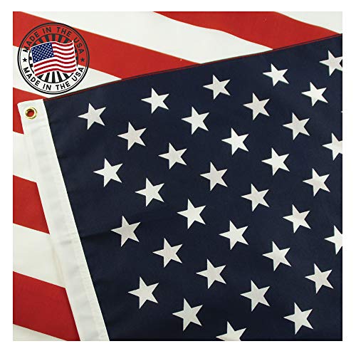 Grace Alley American Flags for Outside 3x5, Made in the USA, Heavy Duty Outdoor UV Fade Resistant Bright Color, Long Lasting Polyester Cotton Blend with Brass Grommets American Made