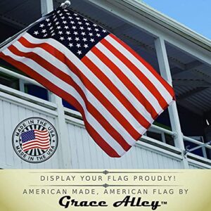 Grace Alley American Flags for Outside 3x5, Made in the USA, Heavy Duty Outdoor UV Fade Resistant Bright Color, Long Lasting Polyester Cotton Blend with Brass Grommets American Made