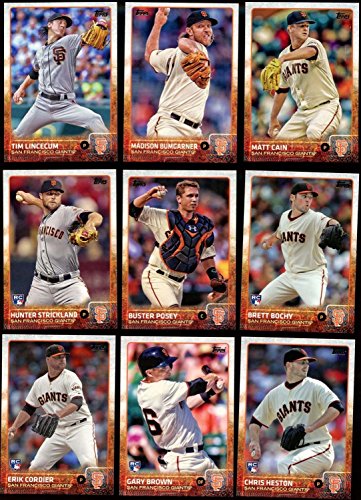 San Francisco Giants 2015 Topps MLB Baseball Regular Issue Complete Mint 33 Card Team Set with 2014 World Series Highlights, Buster Posey, Madison Bumgarner Plus