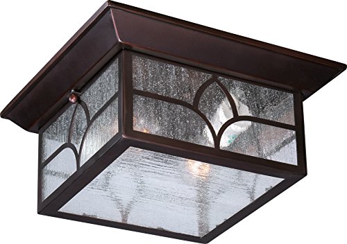 Nuvo Lighting 60/5646 Stanton Flush 2 Light 60-watt A19 Outdoor Close to Ceiling Porch and Patio Lighting with Clear Seeded Glass, Claret Bronze