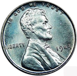 1943 p lincoln, wheat ears reverse cent seller choice uncirculated