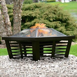 Pleasant Hearth OFW191S Hudson Square Steel, 34-Inch fire Pit, Wenge