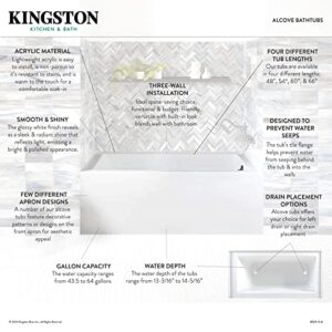 KINGSTON BRASS VTDE603122R 60-Inch Contemporary Alcove Acrylic Bathtub with Right Hand Drain and Overflow Holes, White