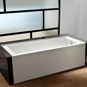 KINGSTON BRASS VTDE603122R 60-Inch Contemporary Alcove Acrylic Bathtub with Right Hand Drain and Overflow Holes, White