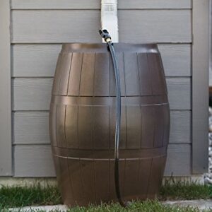 FCMP Outdoor RC4000 50-Gallon Heavy-Duty Outdoor Home Rain Catcher Barrel Water Container with Spigots and Mesh Screen, Brown