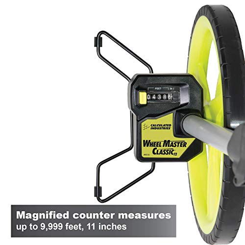 Calculated Industries 6530 Wheel Master Classic Heavy Duty 12.5" Diameter Measuring Wheel with Kickstand | EZ-Fold Collapsible | Measures to 9,999 Feet 11 Inches Distance