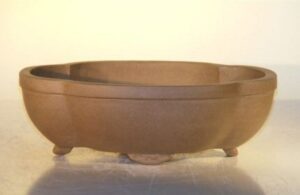 bonsai boy tan unglazed ceramic bonsai pot - oval 10 x 7 875 x 3 125