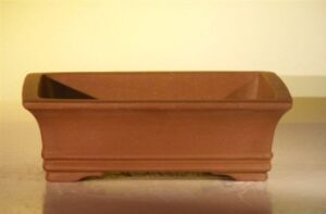 bonsai boy brown unglazed ceramic bonsai pot - rectangle 6 5 x 4 5 x 2 125