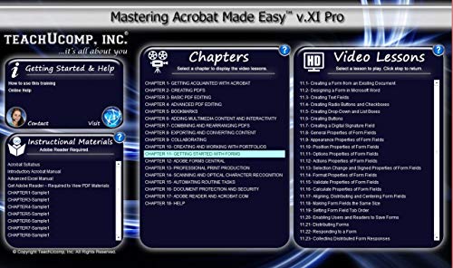 TEACHUCOMP Video Training Tutorial for Adobe Acrobat v. XI DVD-ROM Course and PDF Manual