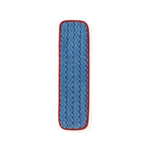 rubbermaid commercial products hygen microfiber room mop pad, 18-inch, red, single-sided, damp mop head for heavy-duty cleaning on hardwood/tile/laminated floors in kitchen/lobby/office, pack of 12