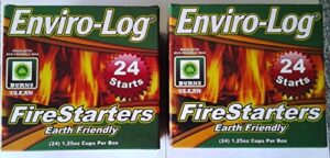 new enviro-log environment friendly firestarters 2 pack (48 firestarters) for fireplace wood stove fire pit