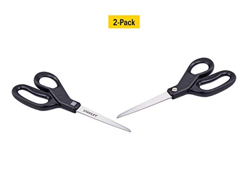 Stanley 8 Inch All-Purpose Scissor, 2 Pack, Black (SCI8ST-2PK)