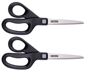 stanley 8 inch all-purpose scissor, 2 pack, black (sci8st-2pk)