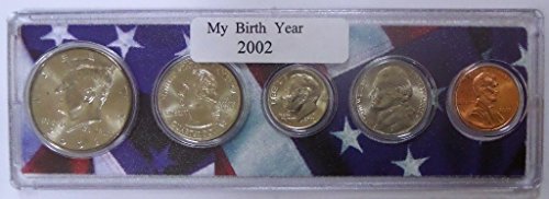 2002-5 Coin Birth Year Set in American Flag Holder Collection Seller Uncirculated