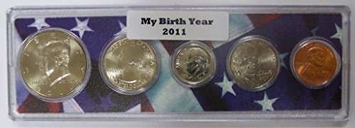 2011-5 Coin Birth Year Set in American Flag Holder Collection Seller Uncirculated