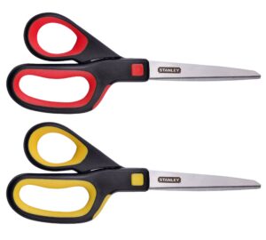 stanley 8 inch all-purpose ergonomic scissor, pack of 2 (sci8est-2pk), assorted colors