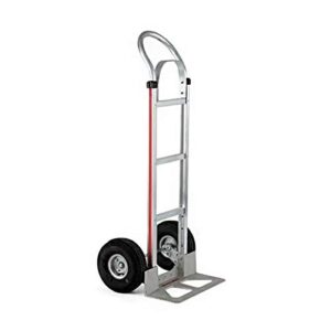 magliner hmk112ua4 aluminum hand truck, horizontal loop handle with brace, 18" x 7-1/2" aluminum diecast nose plate, 500 lb capacity