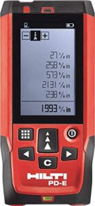 hilti 2062051 pd-e laser (1 mw, 635 nm, class 2, class ii )range meter with soft case