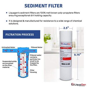 LiquaGen- 5 Micron Polypropylene Sediment Water Filter (2.5" x 10") Compatible for Any Standard RO Unit | Pack of 25 | Whole House Water Filter for Water Purifier's | Home Water Filter