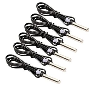 hiletgo 6pcs ntc temperature sensor 5k + 10k 1% ntc b3950 waterproof probe thermistor accuracy temperature sensor precision temperature probe 1m