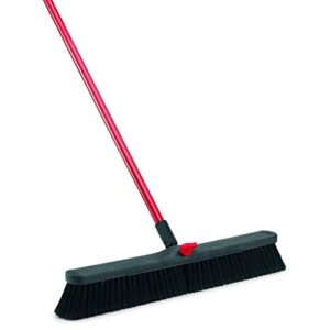 libman commercial 801 smooth surface push broom, 64" length, 24" width, black/red (pack of 4)