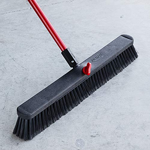 Libman Commercial 801 Smooth Surface Push Broom, 64" Length, 24" Width, Black/Red (Pack of 4)