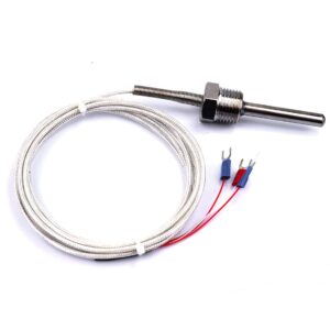 atoplee 1pc temperature sensor probe,stainless steel waterproof pt100 ohm probe sensor 1/2 inch thread with insulation lead wire(-50-250°c)