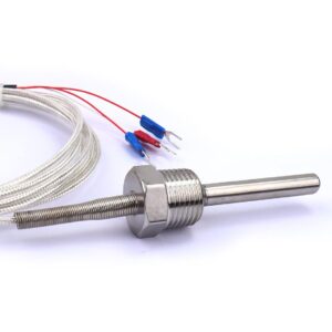 ATOPLEE 1pc Temperature Sensor Probe,Stainless Steel Waterproof Pt100 Ohm Probe Sensor 1/2 inch Thread with Insulation Lead Wire(-50-250°C)