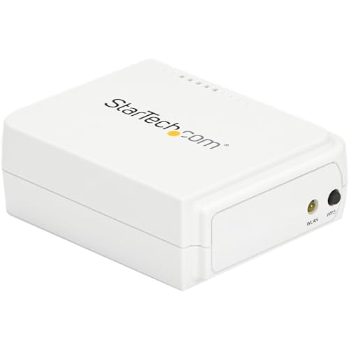 StarTech.com StarTech.com 1-Port Wireless N USB 2.0 Network Print Server - 10/100 Mbps Ethernet USB Printer Server Adapter - Windows 10 - 802.11 b/g/n (PM1115UW)