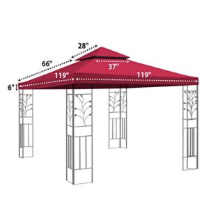 BenefitUSA Canopy ONLY 10'X10' Replacement Gazebo Canopy top Patio Pavilion Cover Sunshade plyester Double Tiers-Burgundy