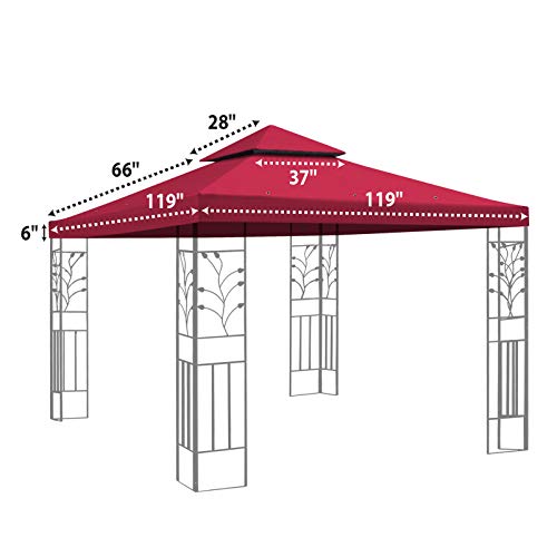 BenefitUSA Canopy ONLY 10'X10' Replacement Gazebo Canopy top Patio Pavilion Cover Sunshade plyester Double Tiers-Burgundy