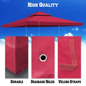 BenefitUSA Canopy ONLY 10'X10' Replacement Gazebo Canopy top Patio Pavilion Cover Sunshade plyester Double Tiers-Burgundy