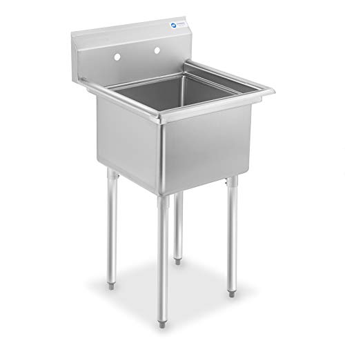 GRIDMANN 23.5" Wide Stainless Steel Kitchen Prep & Utility Sink, 1 Compartment NSF Commercial Sink with 18" x 18" Bowl for Restaurant, Laundry, Garage