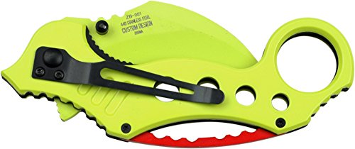 Z Hunter ZB-051GR Karambit-Style Spring Assist Folding Knife, Green Blade, Green Zombie Handle, 5-Inch Closed