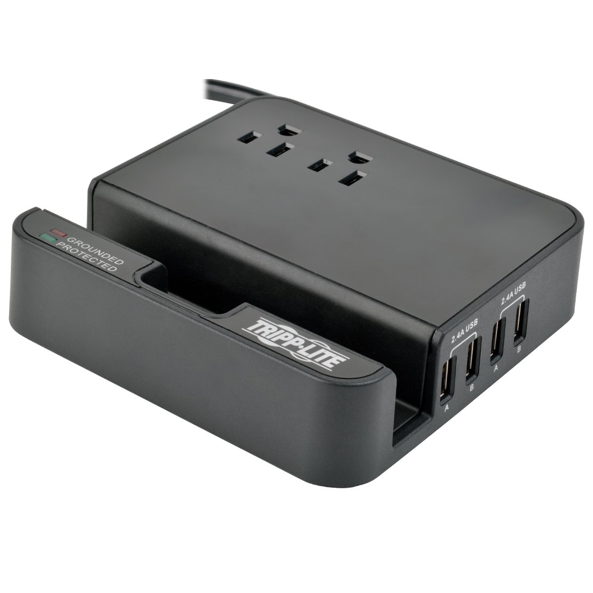 Tripplite Protect It! Two-Outlet Portable Surge Suppressor, 6 Ft, 1080 Joules, Black Trptlp26usbb