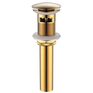 vanity vessel sink drain, angle simple brass pop up drain stopper with overflow bathroom sink drain stopper lavatory drain assembly, gold