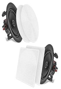 pyle 6.5” 2-way midbass speakers - pair of in-wall/in-ceiling woofer speaker system 1/2'' high compliance polymer tweeter flush mount design w/ 60hz - 20khz frequency response 200 watts peak - pdic66