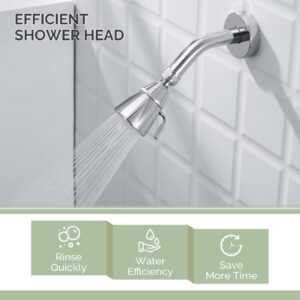 High Flow Shower Head, Angle Simple Solid Brass With Swivel Joint High Pressure Shower Head Adjustable Shower Spray Head Wall Pipe Shower Nozzle Female G 1/2, Chrome