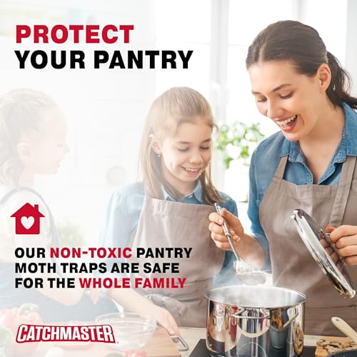 Catchmaster Pantry Pest & Moth Traps 6Pk, Bug Killer for Closet, Kitchen Storage, & Pantry, Sticky Moth Traps for House, Protect Clothes & Carpet, Closet Storage Glue Traps, Pet Safe Pest Control