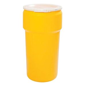 eagle 20 gallon lab pack barrel drum, plastic lever-lock, yellow, 1623