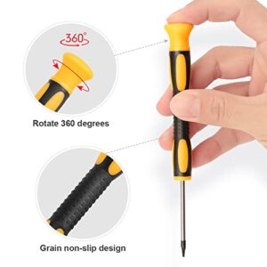 Kingsdun 12Pcs Magnetic Torx Screwdriver Sets with T3 T4 T5 Torx 6 T7 T8 T10 Star Screwdrivers, Stainless Steel Tweezers & Philip Slotted Screwdrivers for Phone/Mac/Camera/Computer Repairing