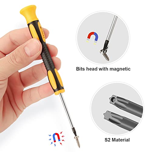 Kingsdun 12Pcs Magnetic Torx Screwdriver Sets with T3 T4 T5 Torx 6 T7 T8 T10 Star Screwdrivers, Stainless Steel Tweezers & Philip Slotted Screwdrivers for Phone/Mac/Camera/Computer Repairing