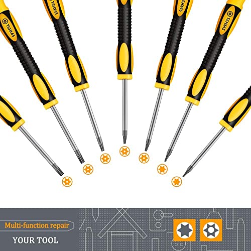 Kingsdun 12Pcs Magnetic Torx Screwdriver Sets with T3 T4 T5 Torx 6 T7 T8 T10 Star Screwdrivers, Stainless Steel Tweezers & Philip Slotted Screwdrivers for Phone/Mac/Camera/Computer Repairing