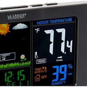 La Crosse Technology 308-1414B-INT, Wireless Atomic Digital Color Forecast Station with Alerts, Black