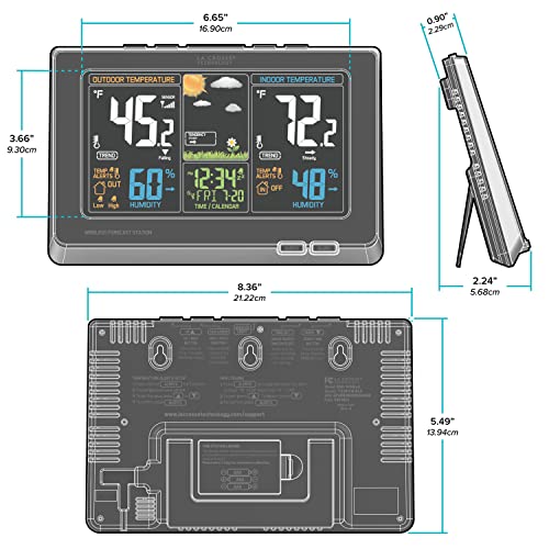 La Crosse Technology 308-1414B-INT, Wireless Atomic Digital Color Forecast Station with Alerts, Black