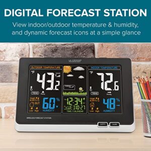 La Crosse Technology 308-1414B-INT, Wireless Atomic Digital Color Forecast Station with Alerts, Black