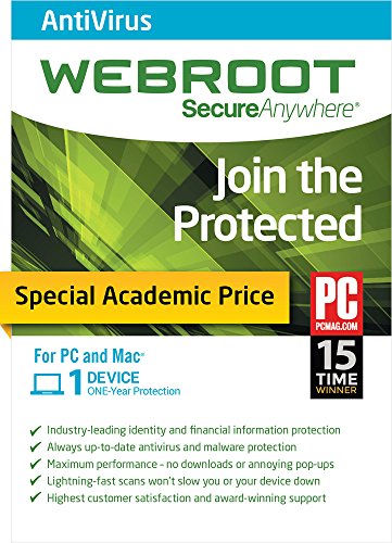 Webroot Antivirus 2015 - Academic Version 1 Device 1 Year