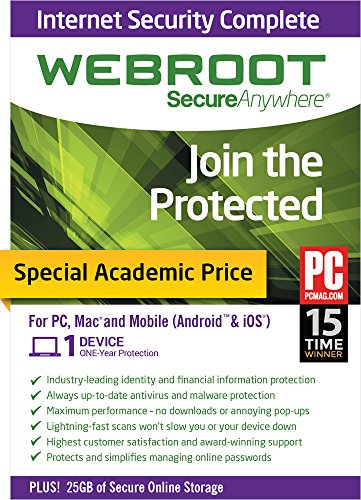 Webroot Internet Security Complete 2015 - Academic Version 1 Device 1 Year