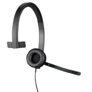 Logitech H570e Wired Headset, Mono Headphones with Noise-Cancelling Microphone, USB, In-Line Controls with Mute Button, Indicator LED, PC/Mac/Laptop - Black