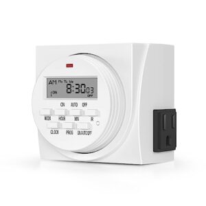 bn-link 7 day heavy duty digital programmable timer, fd60 u6, 115v, 60hz, dual outlet, indoor, for lamp light fan security ul listed